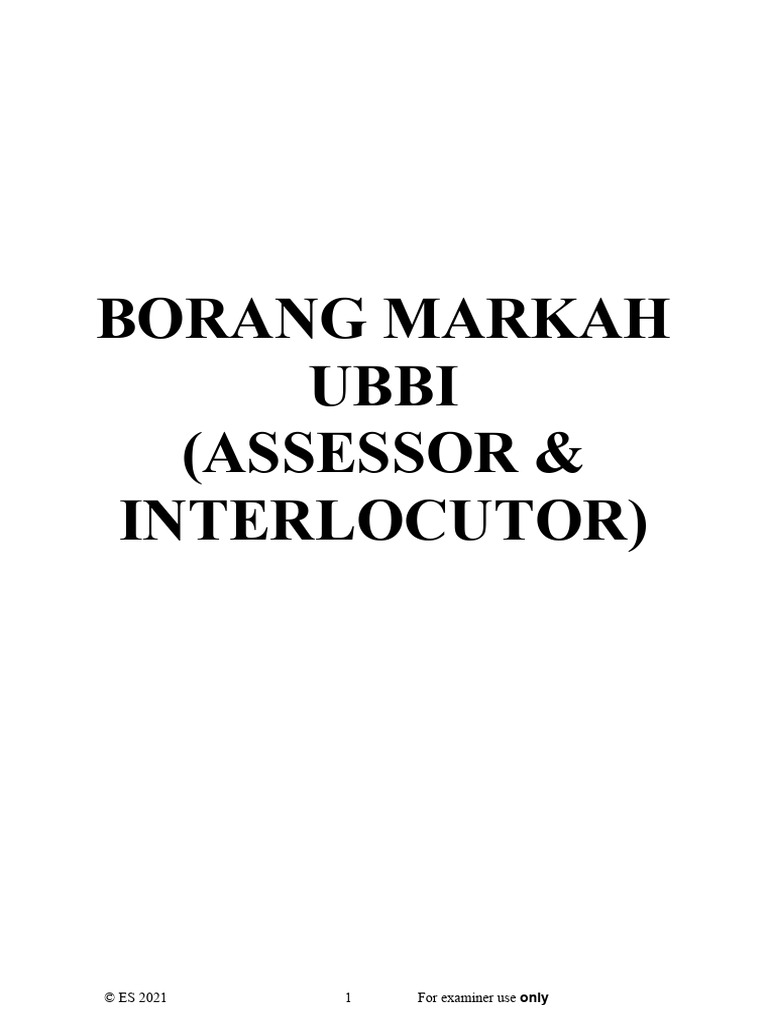 Borang Markah Assessor Interlocutor (UBBI) 4S2 | PDF | Question ...