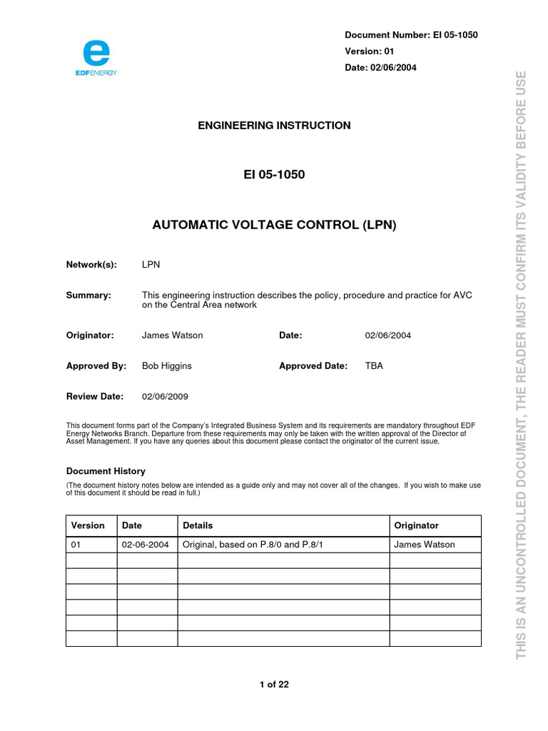 Automatic Voltage Control | PDF | Transformer | Relay