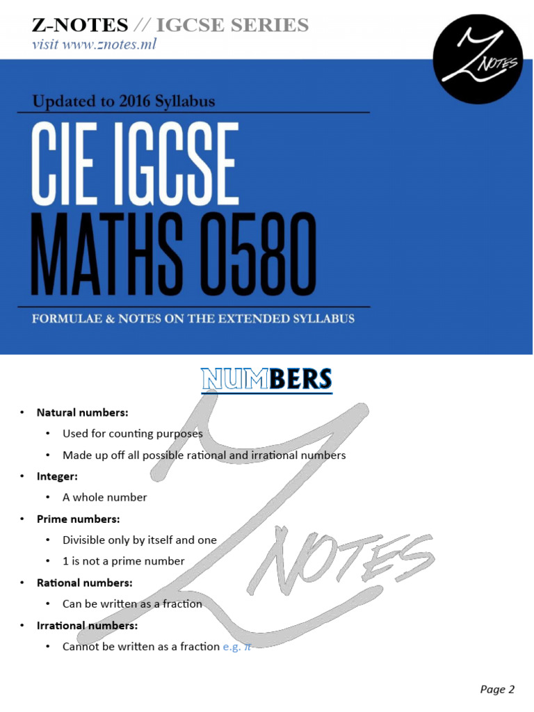IGCSE Maths Concepts and Formulas | PDF | Mathematical Concepts ...