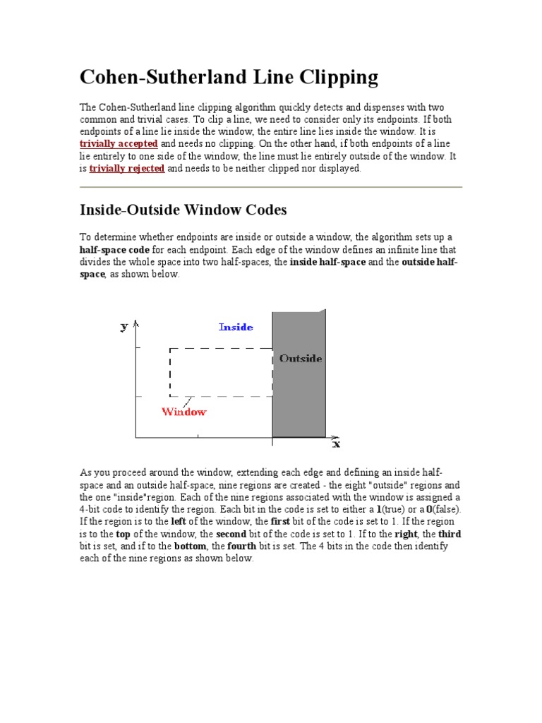 Cohen Sutherland Line Clipping | PDF | Algorithms | Algorithms And Data Structures