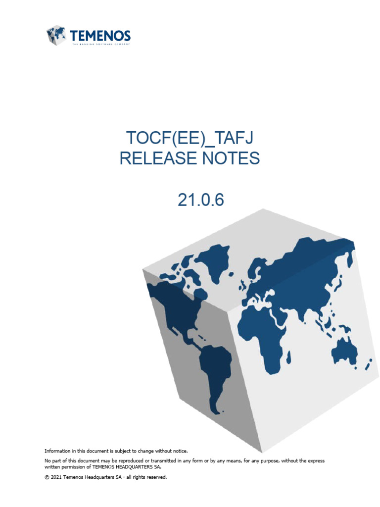 TOCF (EE) TAFJ 21.0.6 Release Notes | PDF | System Software | Computing ...