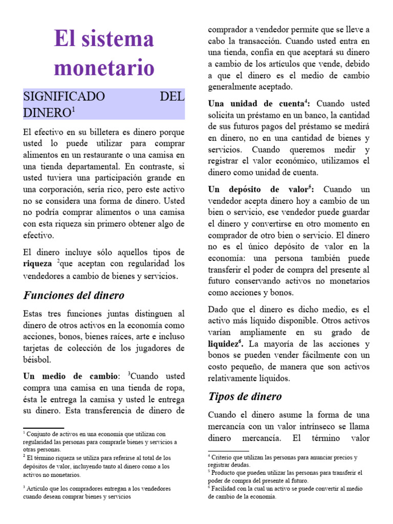 El sistema monetario | PDF | Dinero | Bancos