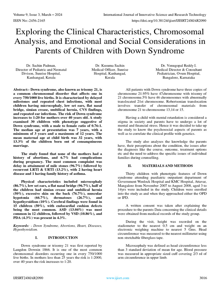 Exploring the Clinical Characteristics, Chromosomal Analysis, and ...