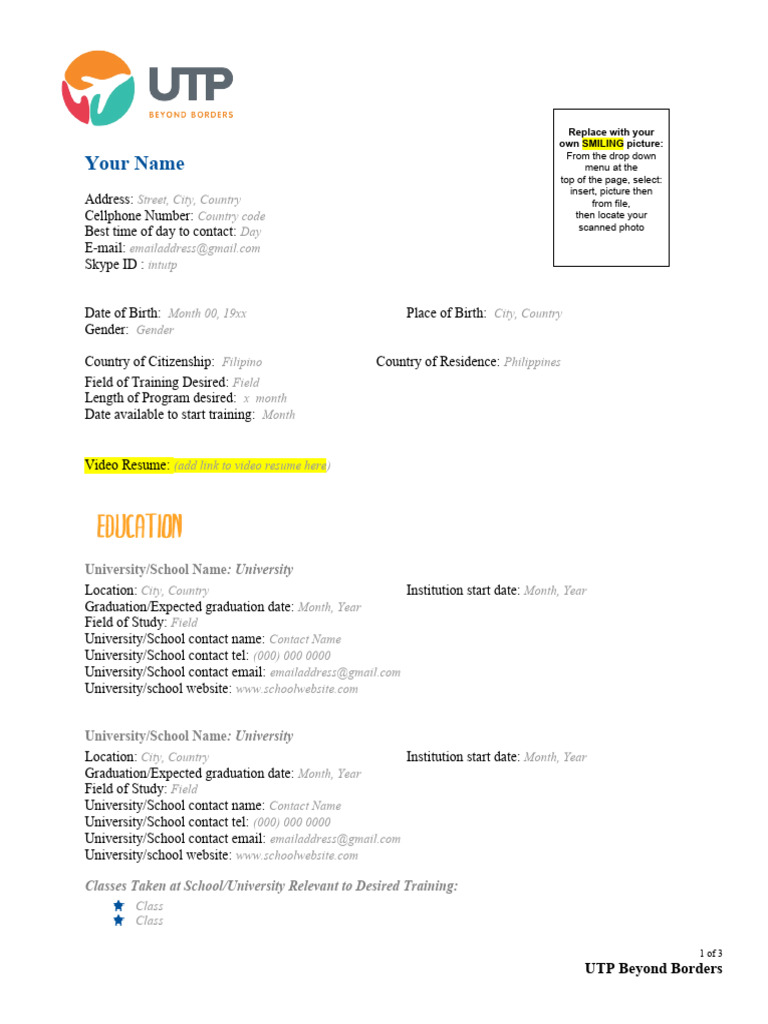 UTP Resume Template | PDF | Computer Science | Software