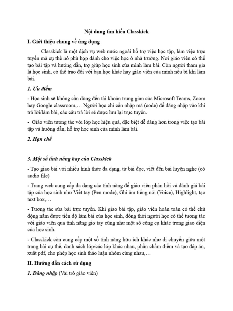 Nội dung tìm hiểu Classkick | PDF