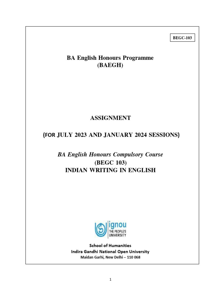 BEGC 103 Assignment Guidelines 2024 | PDF