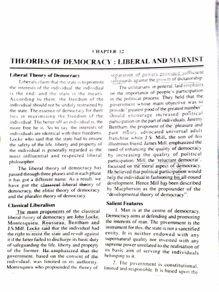 Liberal and Marxist Democracy Theories | PDF | Democracy | Political ...