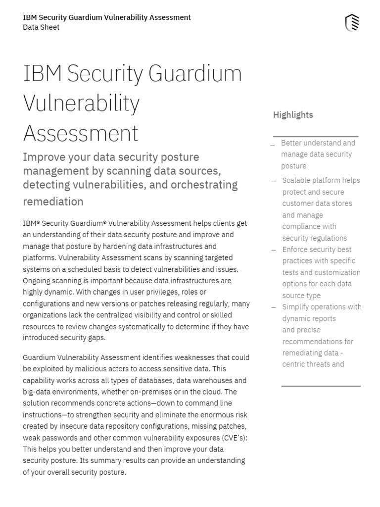 IBM Security Guardium Vulnerability Assessment | PDF | Computer Security | Security