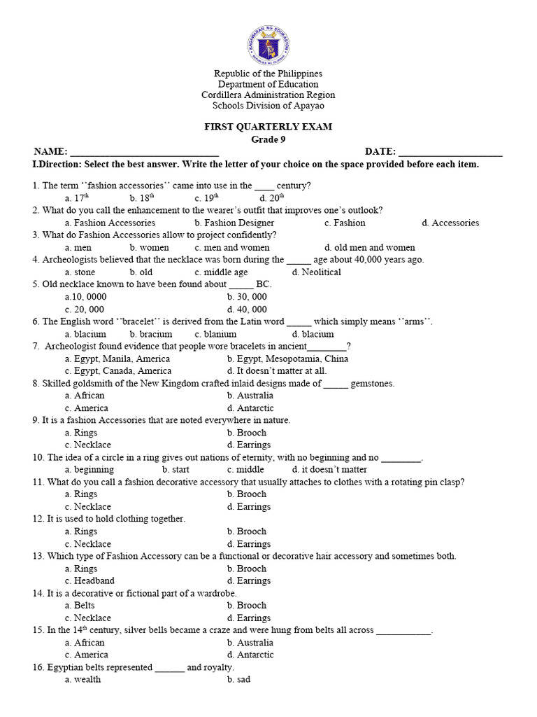 1st Tle 9 Pdf Necklace Bead