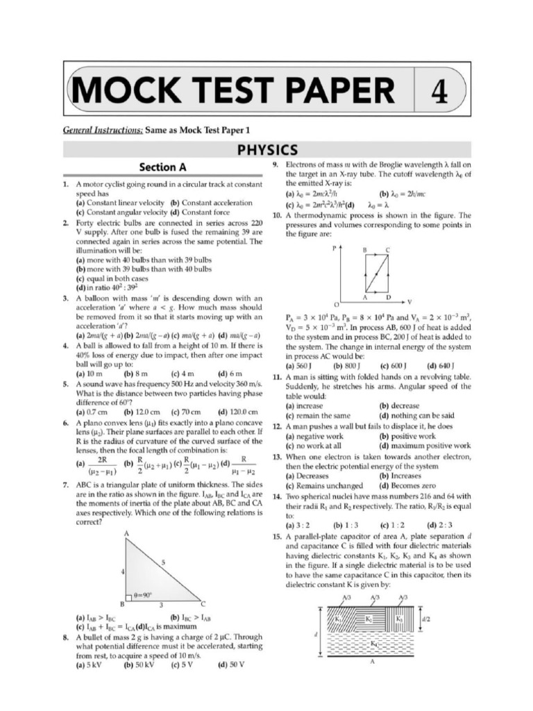 NEET Mock-4 Question-1 | PDF | Chemical Equilibrium | Applied And Interdisciplinary Physics