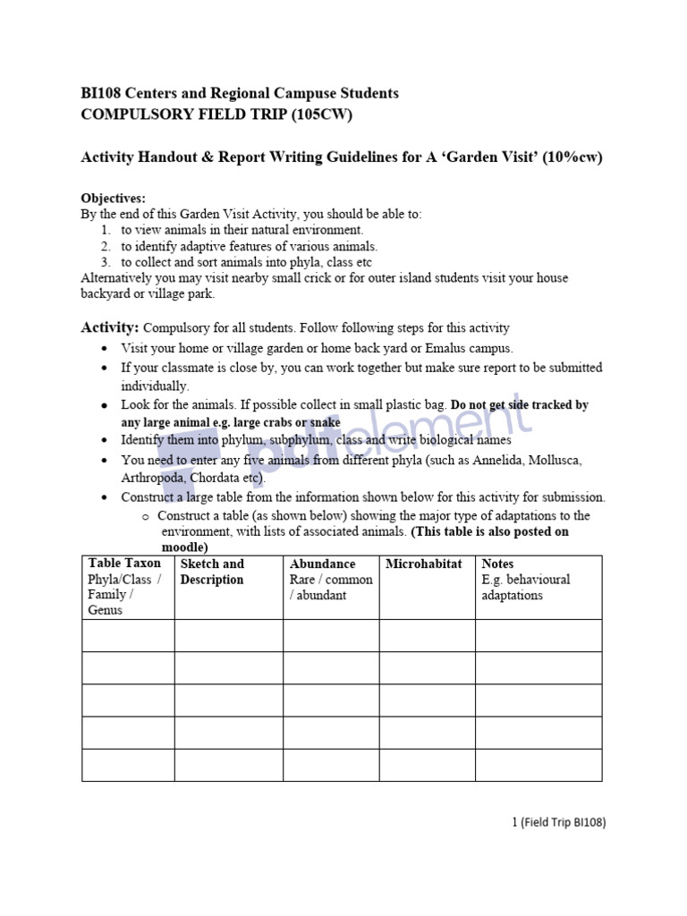 Garden Field Trip | PDF | Home & Garden | Science & Mathematics