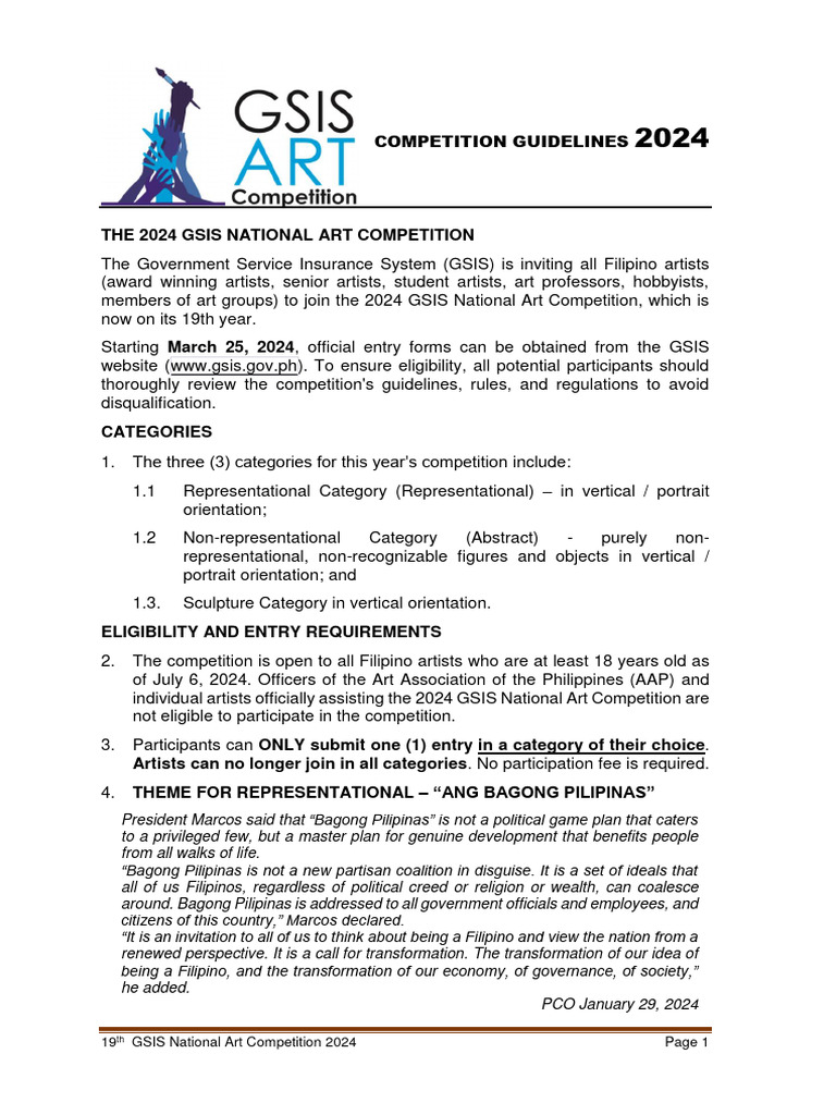 GSIS National Art Competition 2024 Guidelines | PDF | Watercolor ...