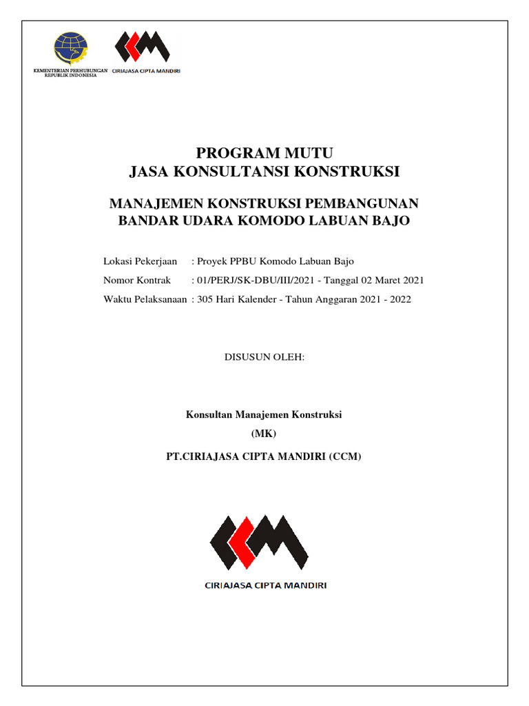 Program Mutu Konsultasi Konstruksi Pengawasan KLB2021 | PDF