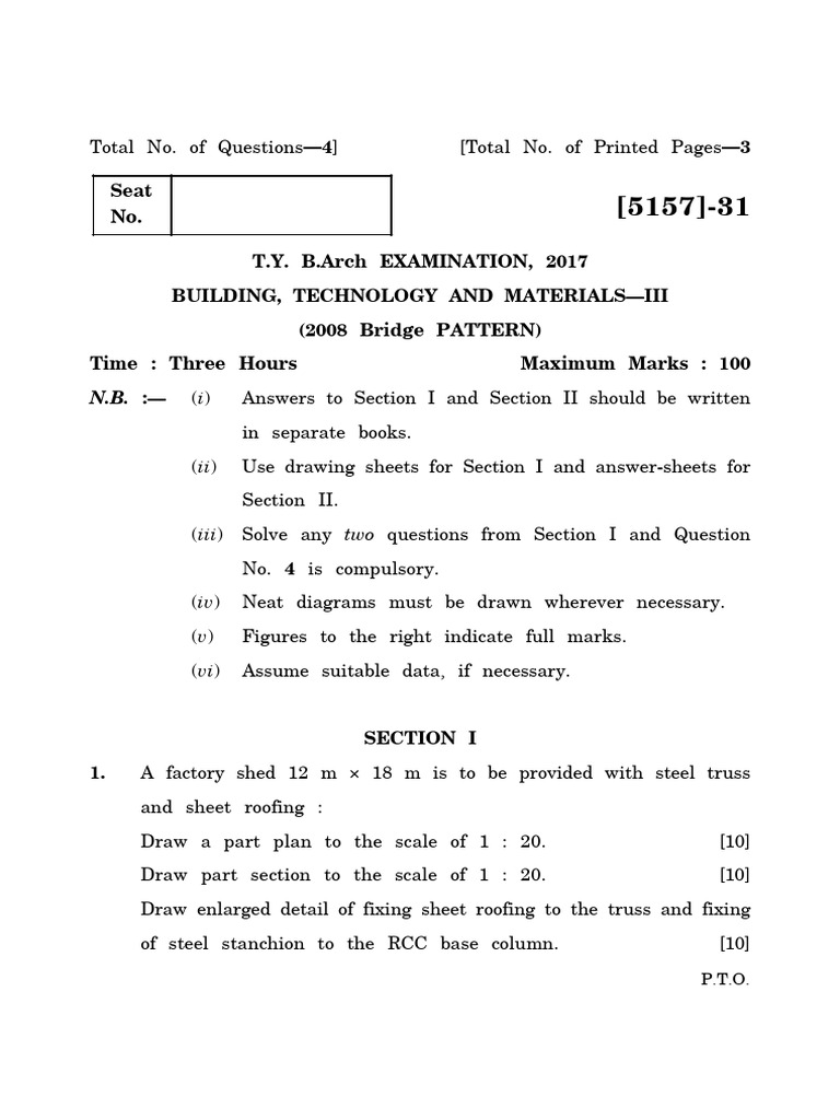B.arch ( 2008 Pattern) | PDF | Architect | Beam (Structure)