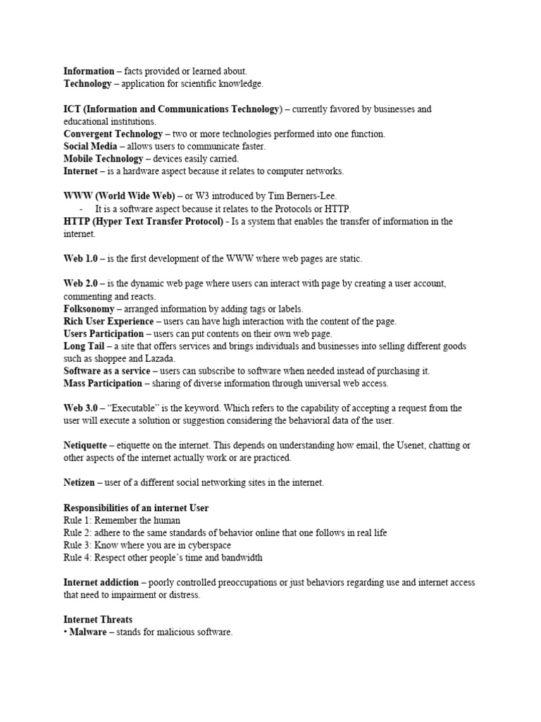 Empowerment Technology Reviewer - 3rd Quarter | PDF | World Wide Web ...