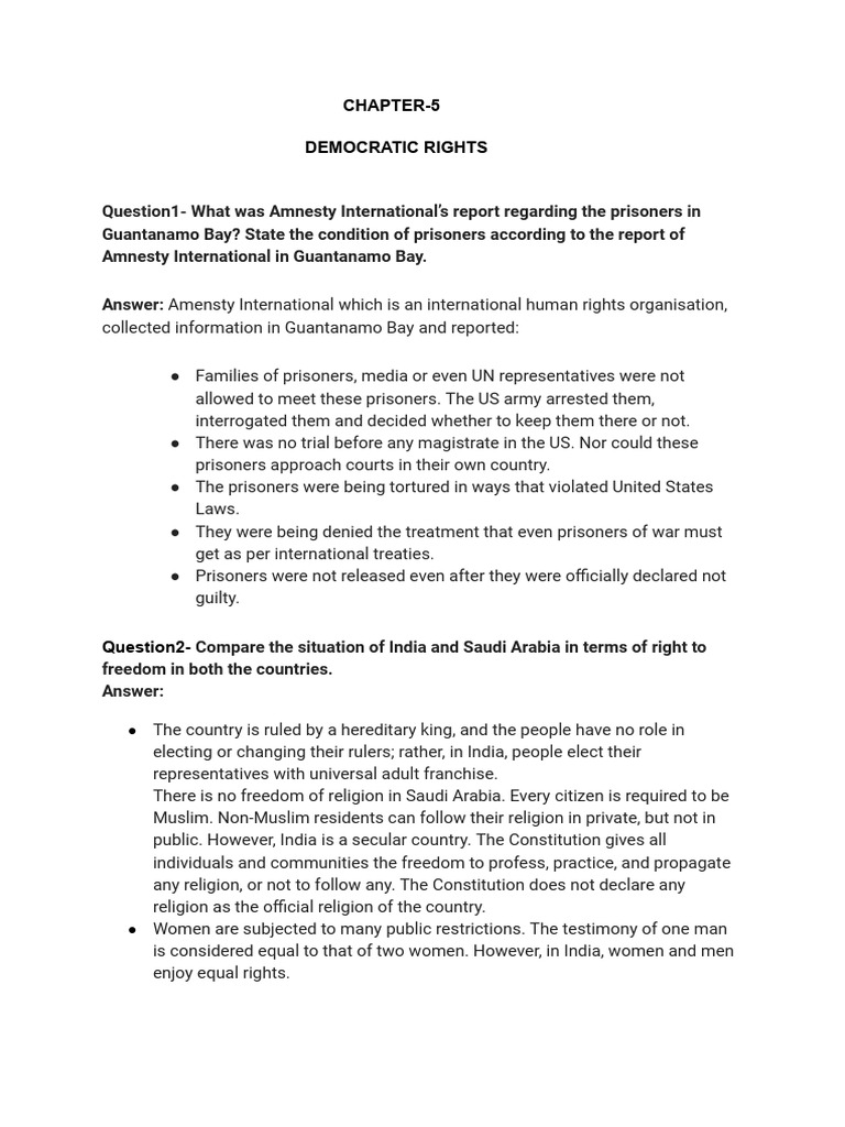 Chapter-5 Democratic Rights | PDF | Guantanamo Bay Detention Camp ...