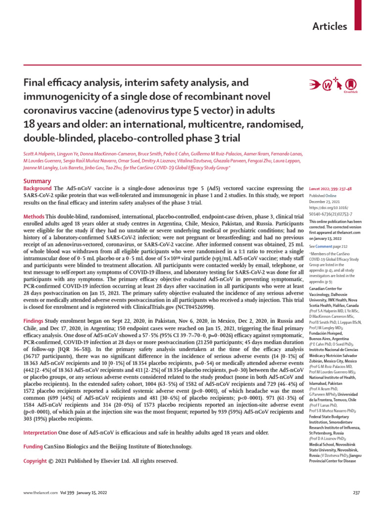 Final Efficacy Analysis, Interim Safety Analysis | PDF | Vaccines ...