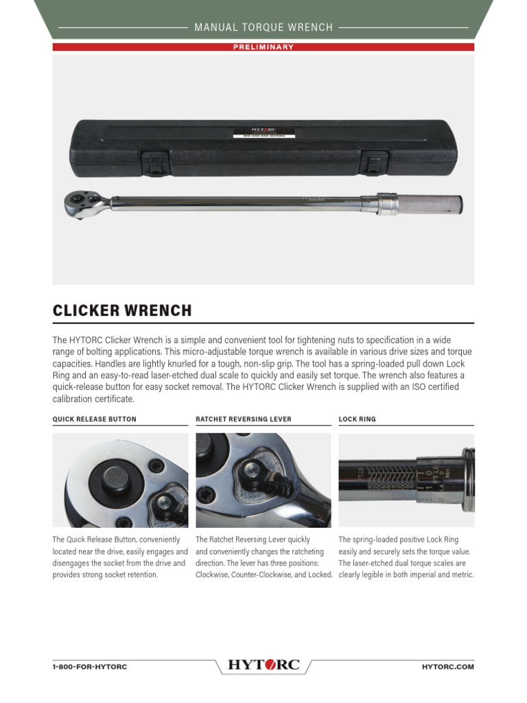 Clicker Wrench Cut Sheet 041620 | PDF