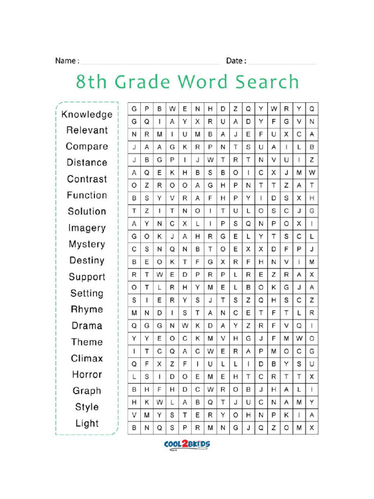 Word Search Grade 8 | PDF
