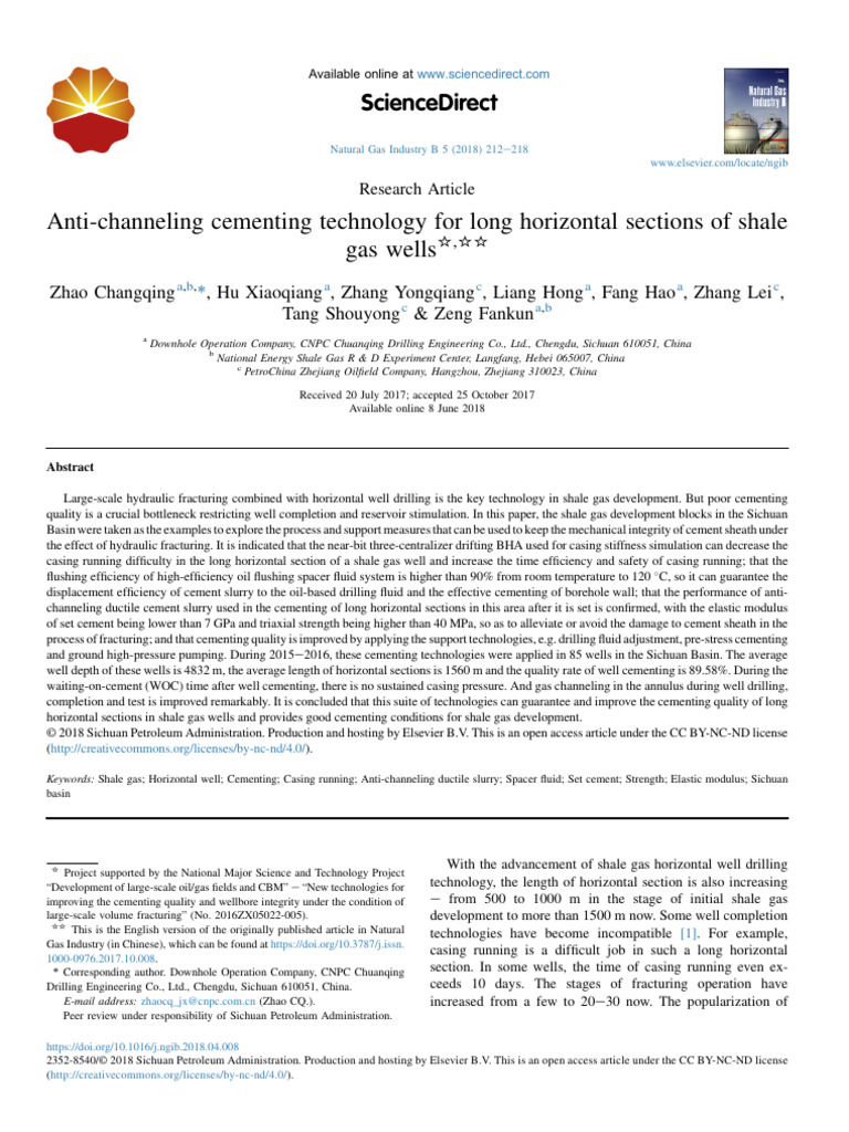 Anti-Channeling Cementing in Horizontal Section | PDF | Casing ...