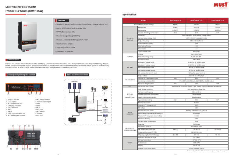 Inversor-8-KW-48V-hibrido-fase-dividida-Must-PV35-8048-TLV | PDF | Power Inverter | Mains ...