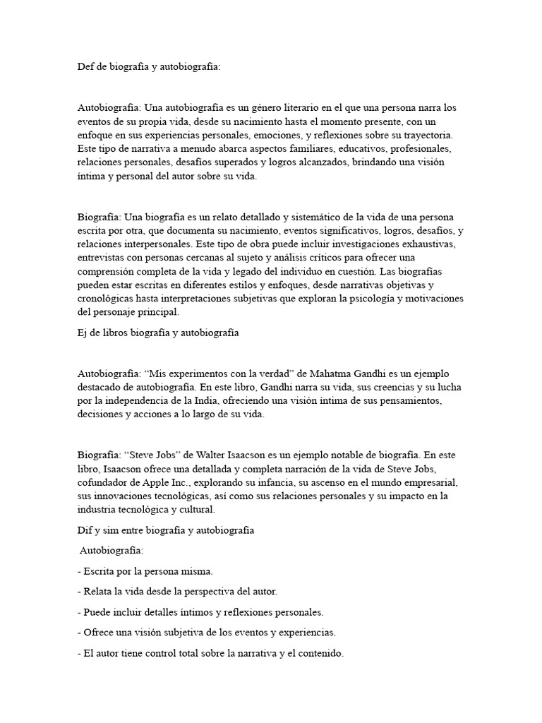 Documento Verdadero de Lengua | PDF | Autobiografías | Biografía