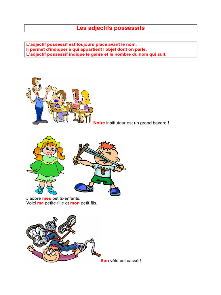 Les adjectifs possessifs en français | PDF | Arts du langage et ...