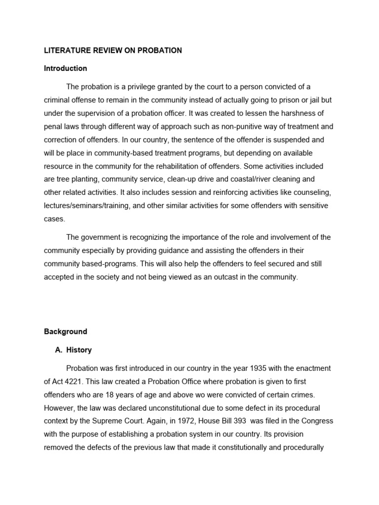 Probation, Literature Review | Download Free PDF | Probation | Parole