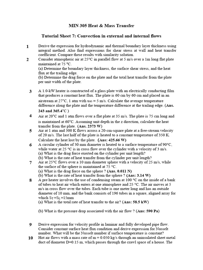 Tutorial 7 | PDF | Heat Transfer | Boundary Layer