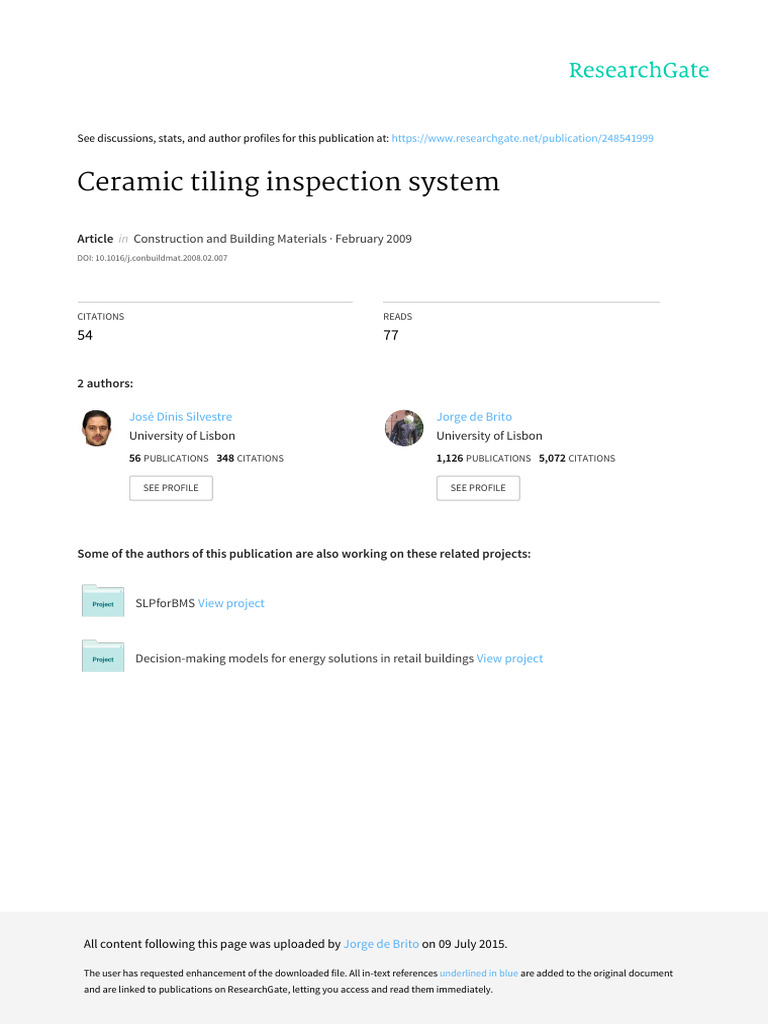 Ceramic Tiling Inspection System | PDF | Fracture | Matrix (Mathematics)