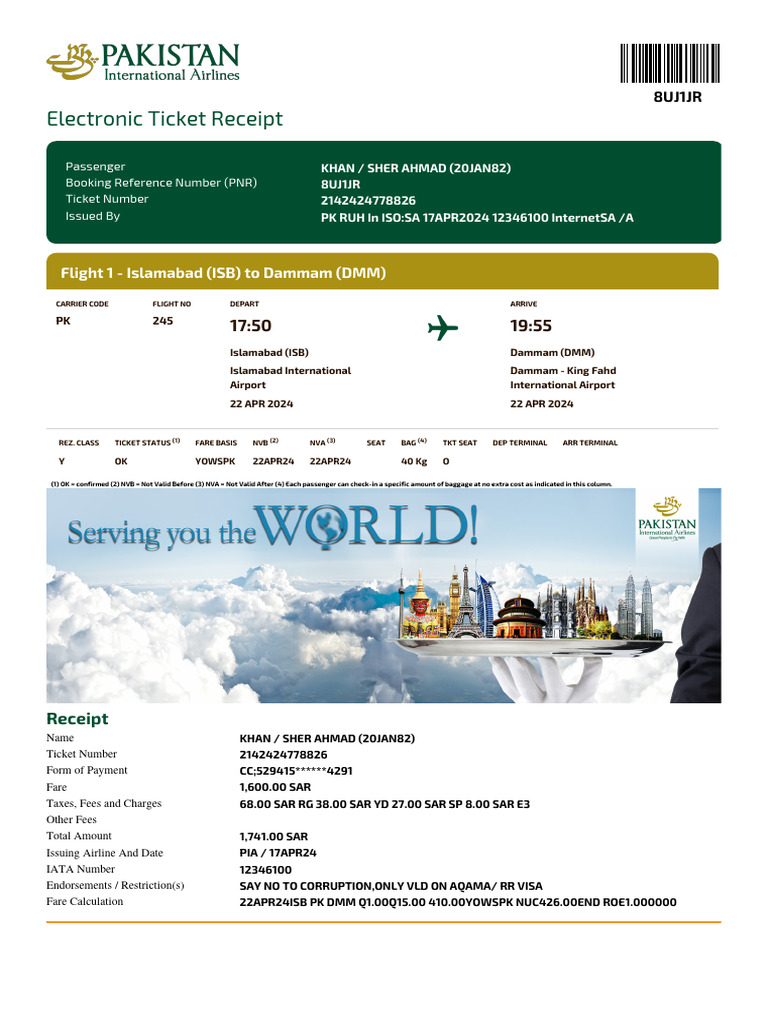 Sher Ticket Return 2024 | PDF | Baggage | Airlines