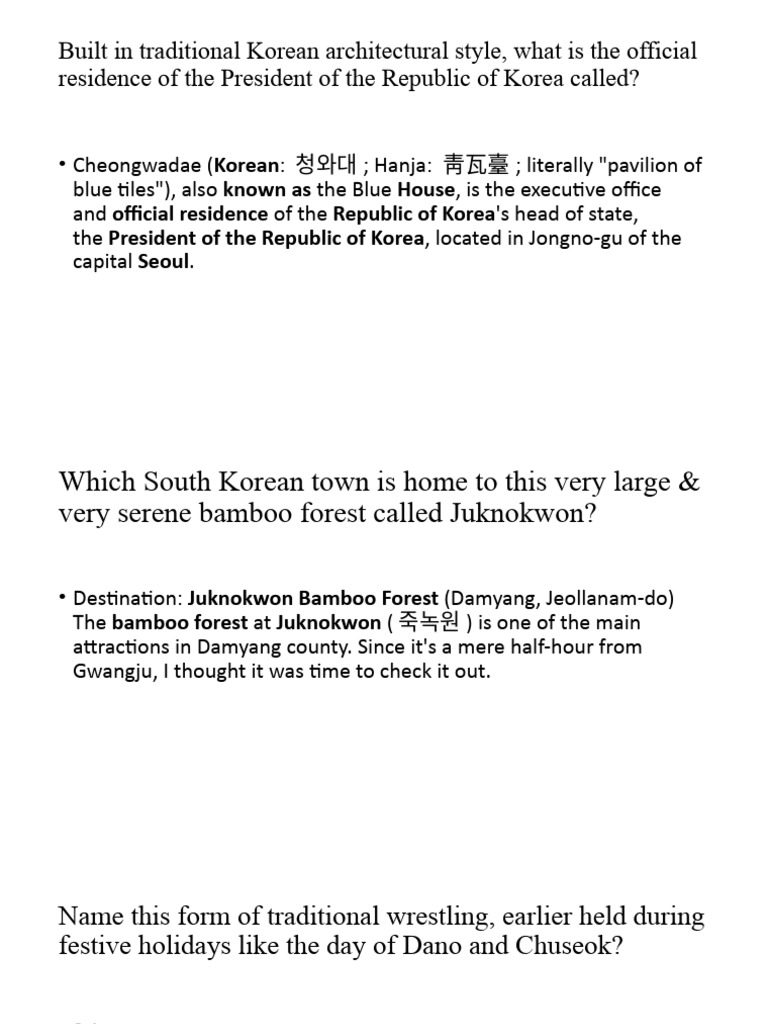South Korea Quiz | PDF | Korea | South Korea