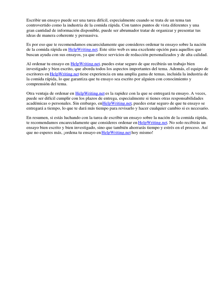 Ensayos Sobre La Nación de La Comida Rápida | PDF | Ensayos