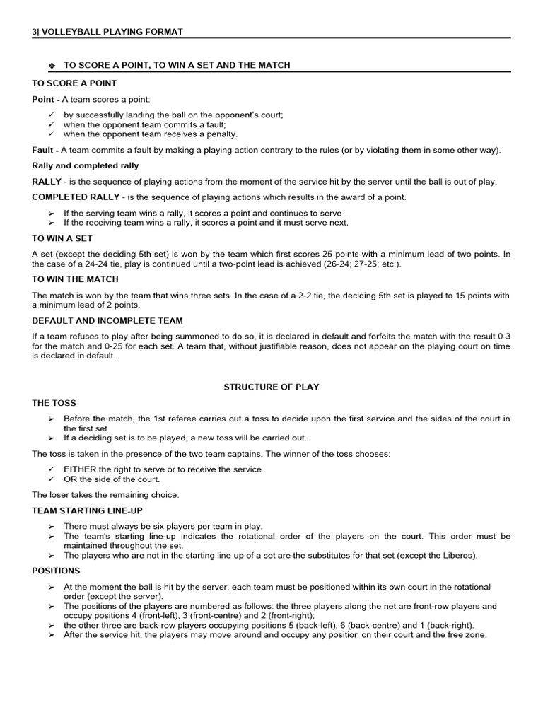 Pe 4 - Official Volleyball Rules | PDF | Volleyball | Games Of Physical ...