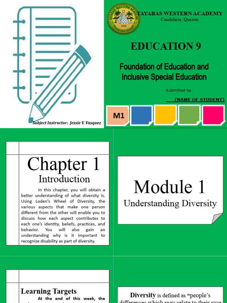 EDUC 9-MODULE 1 (Understanding Diversity) | PDF | Psychology | Behavioural Sciences