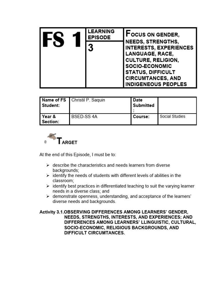Episode-3 FS1 | PDF | Teachers | Learning