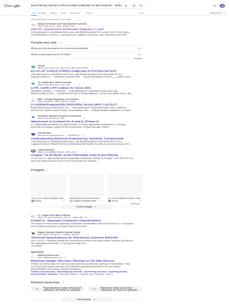 ELECTRICAL NOTES STRUCTURED CABLING TO BE DONE BY "SPECIALTY CONTRACTOR ...