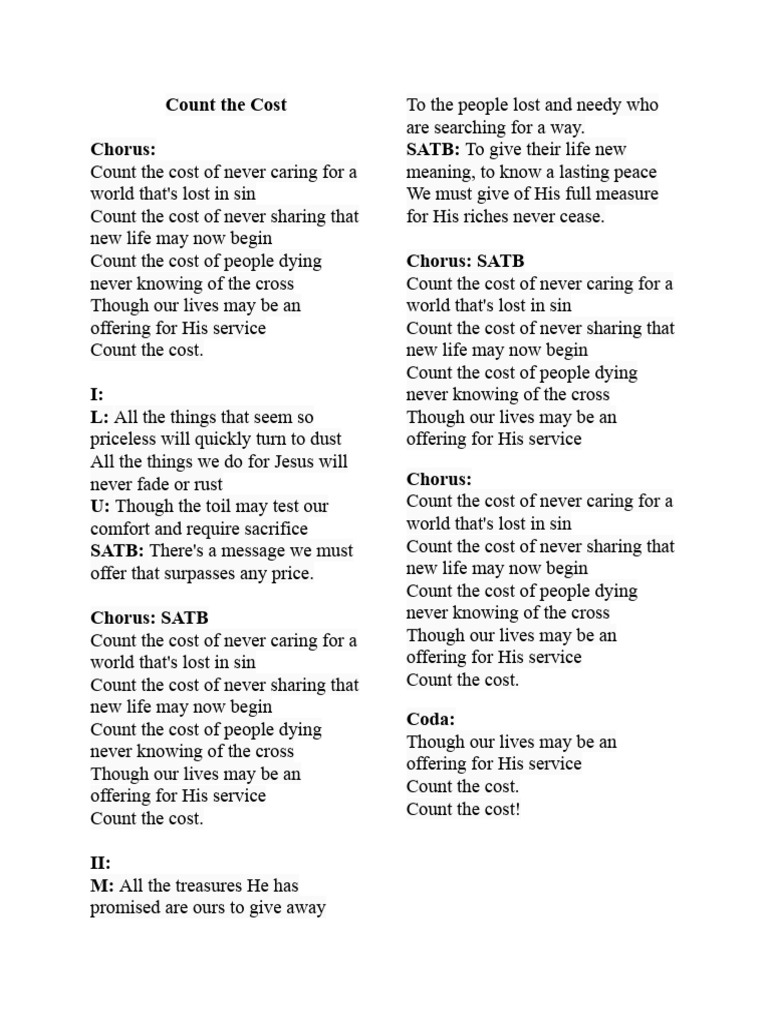 Count The Cost | Download Free PDF | Jesus | Theology
