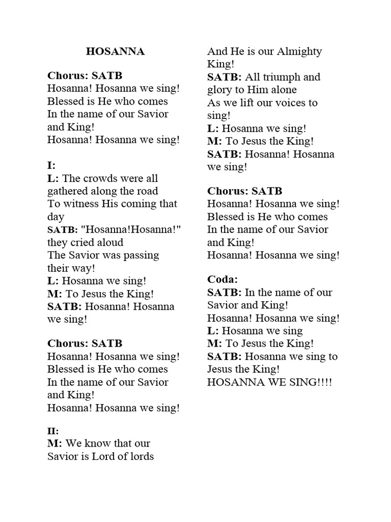 HOSANNA | PDF | Jesus | Choral Music