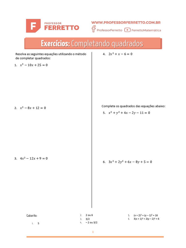 Completar Quadrado | PDF