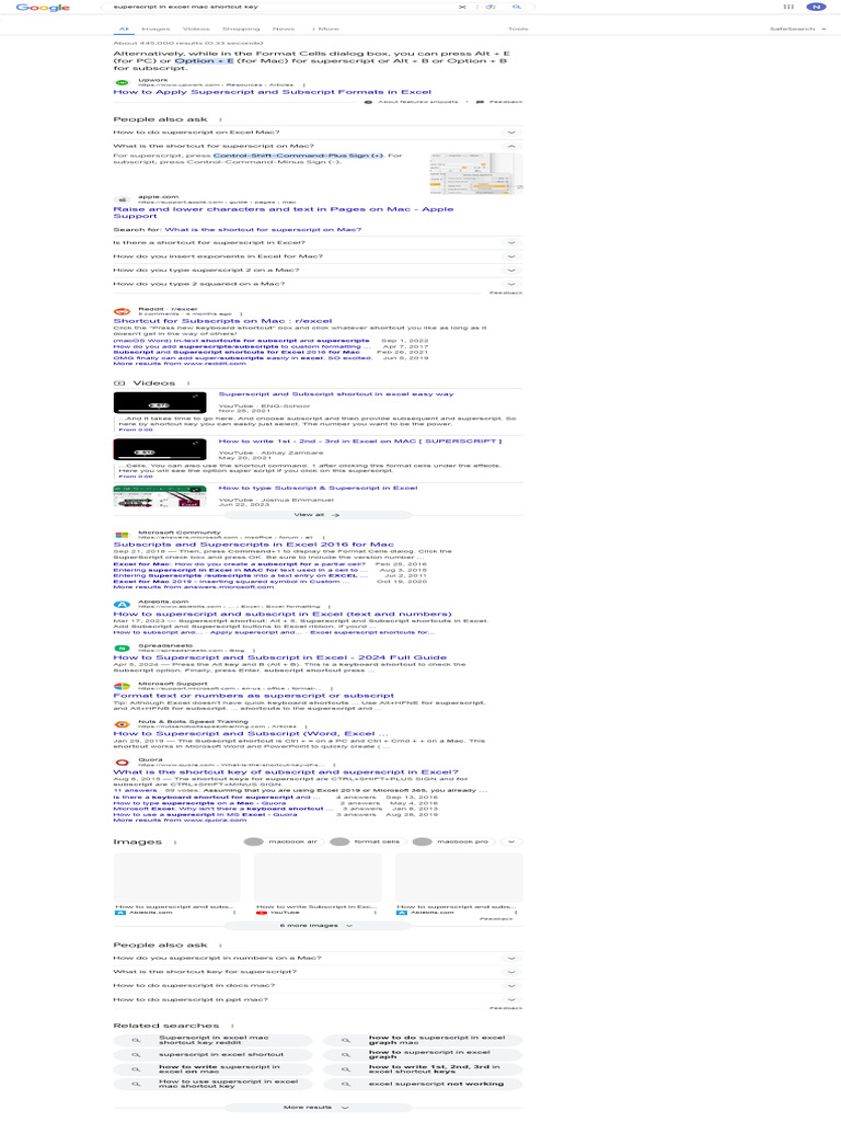 Excel Mac Superscript Shortcut Guide | PDF | Microsoft Excel | Keyboard ...