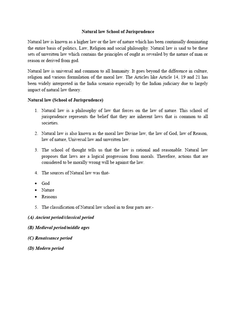 Natural Law School of Jurisprudence | PDF | Natural Law | Reason
