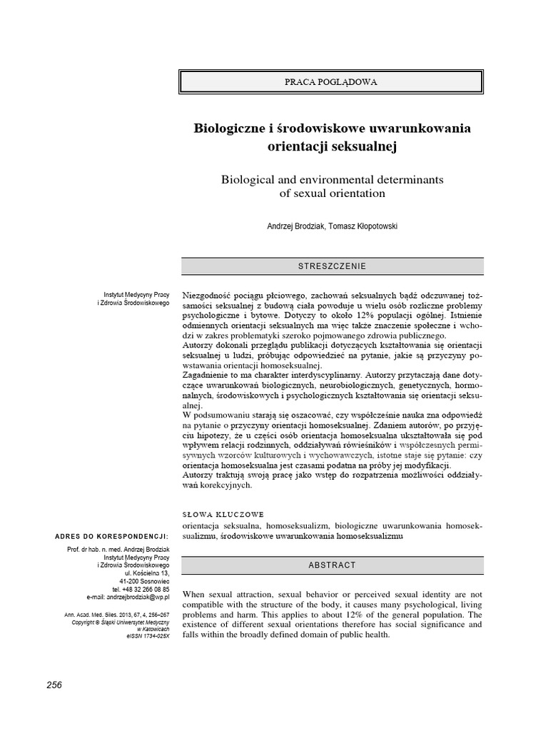 Biologiczne - I - Środowiskowe - Uwarunkowania Samooceny | PDF