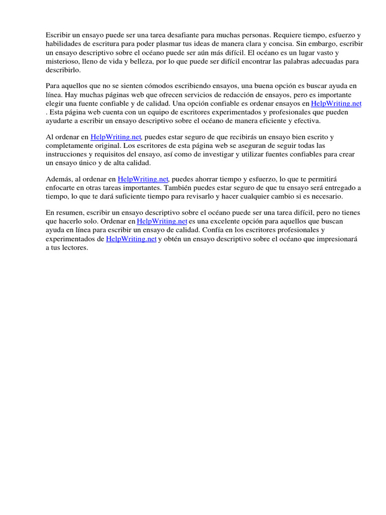 Descriptive Essay About The Ocean | PDF | Oceans | Sea