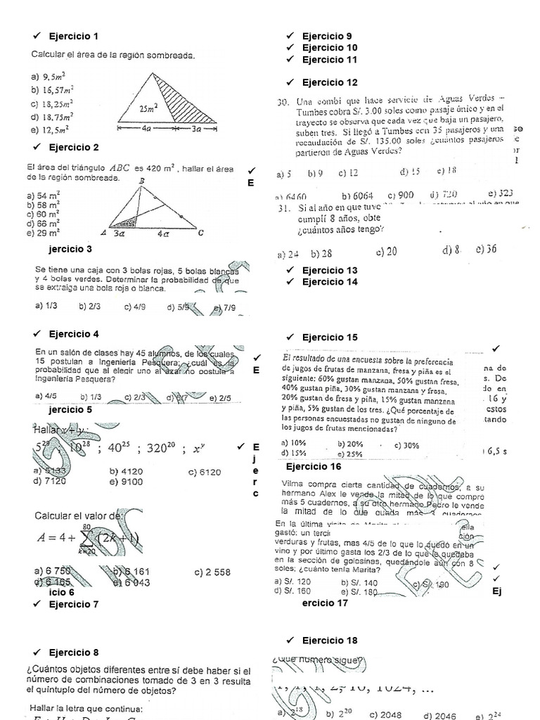 Formato Mate Ejercicios | PDF