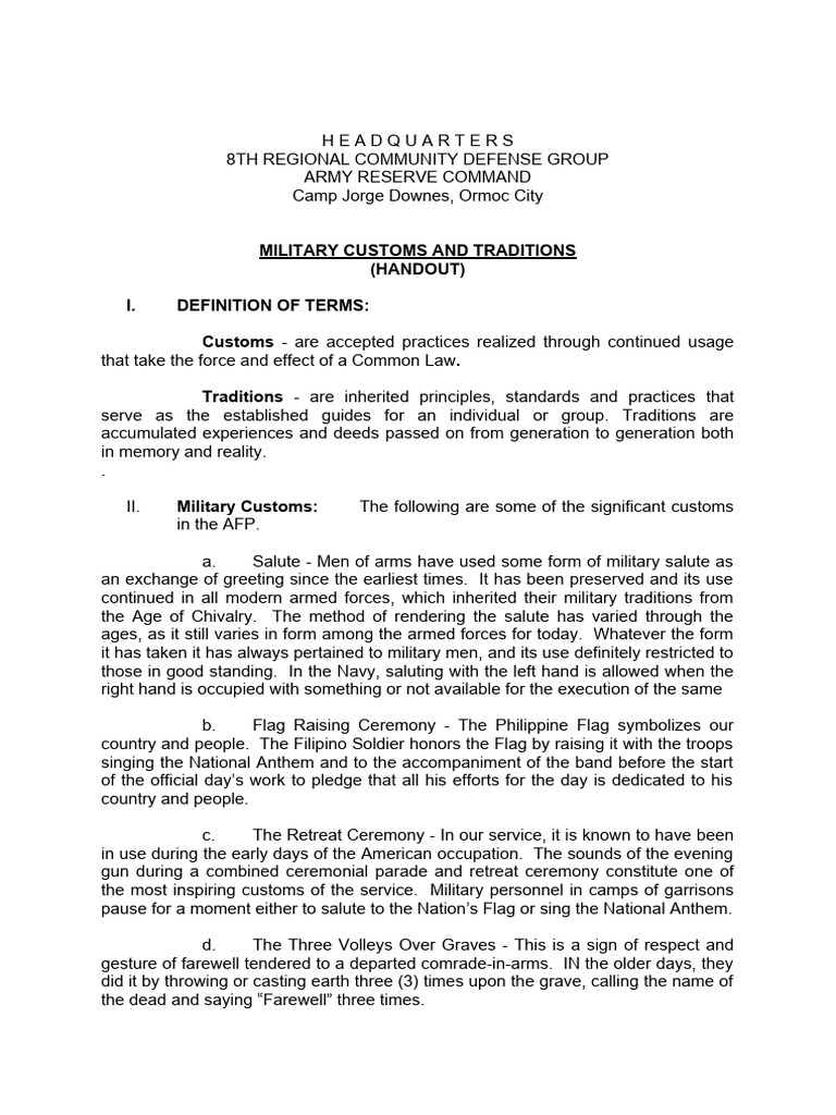 Military Customs and Traditions | PDF | Oath