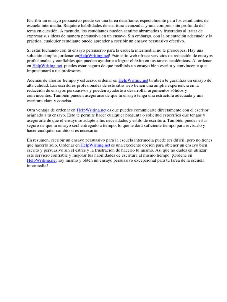 Cómo Escribir Un Ensayo Persuasivo para La Escuela Intermedia | PDF ...