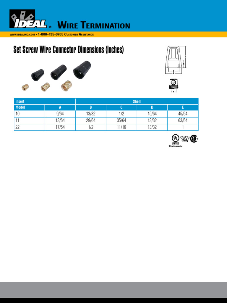 SetScrewWireConnectors - Dimensions | PDF