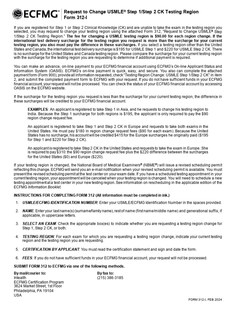 Form 312 | PDF | United States Medical Licensing Examination | Fee