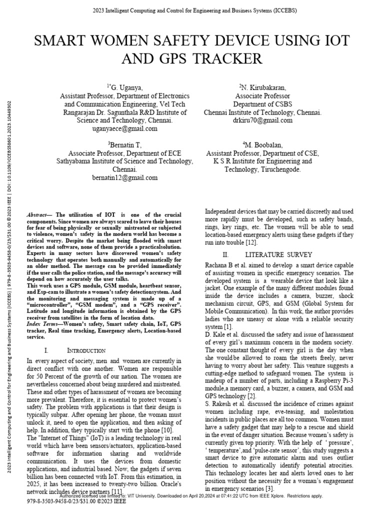 Smart Women Safety Device Using IoT and GPS Tracker | PDF | Internet Of ...